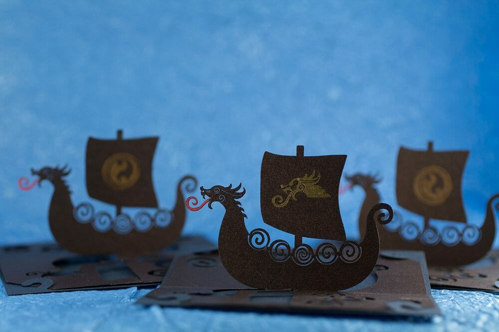 Viking Longship Origamic Architecture Card - Evermore Stud.io